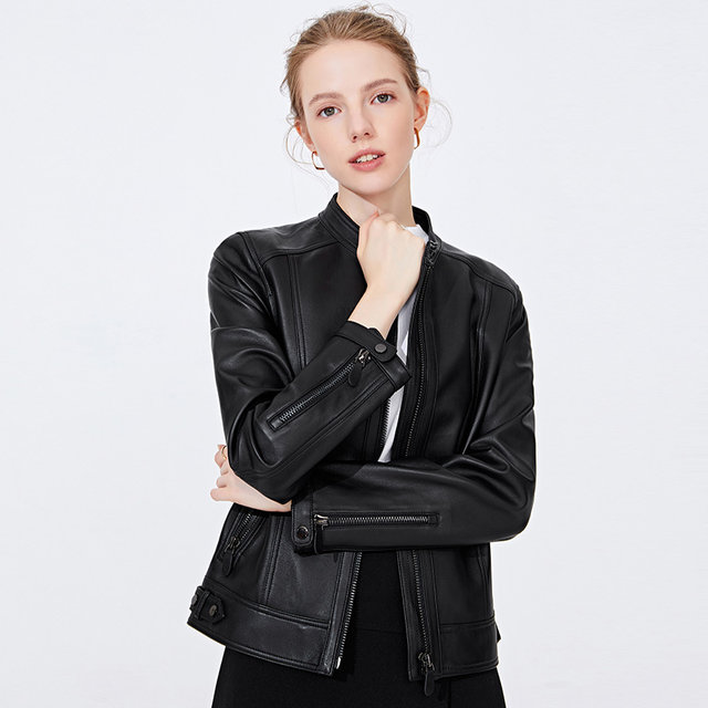 [Sheepskin] Navigare Italian dinghy khaki leather jacket women's spring ...