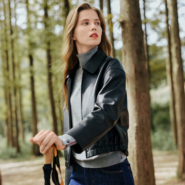 [Sheepskin] Navigare Italian small sailing short leather jacket women's ...