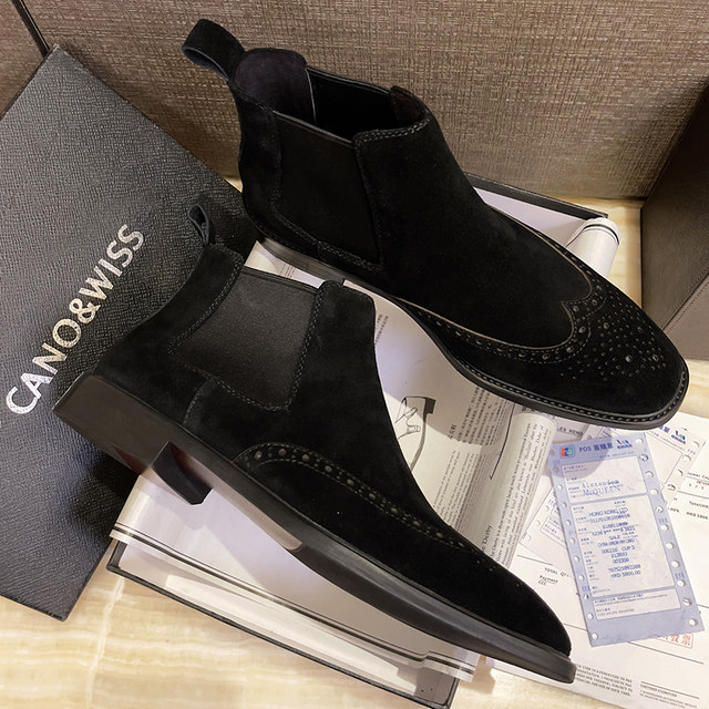 Spring Chelsea boots men's genuine leather short boots flirted British ...