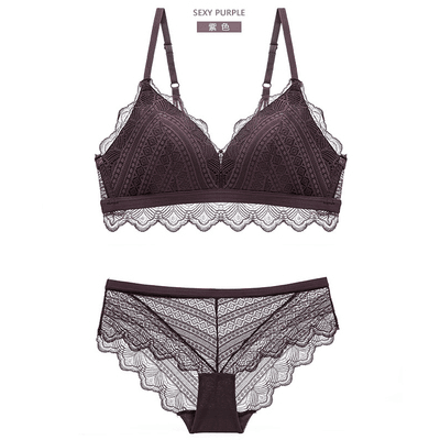 French underwear female no steel ring adjustment bra and lace thin ...