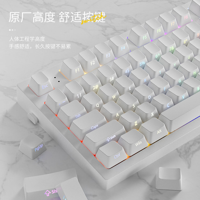 Belly spirit pure white side key cap solid color transparent PBT wear ...