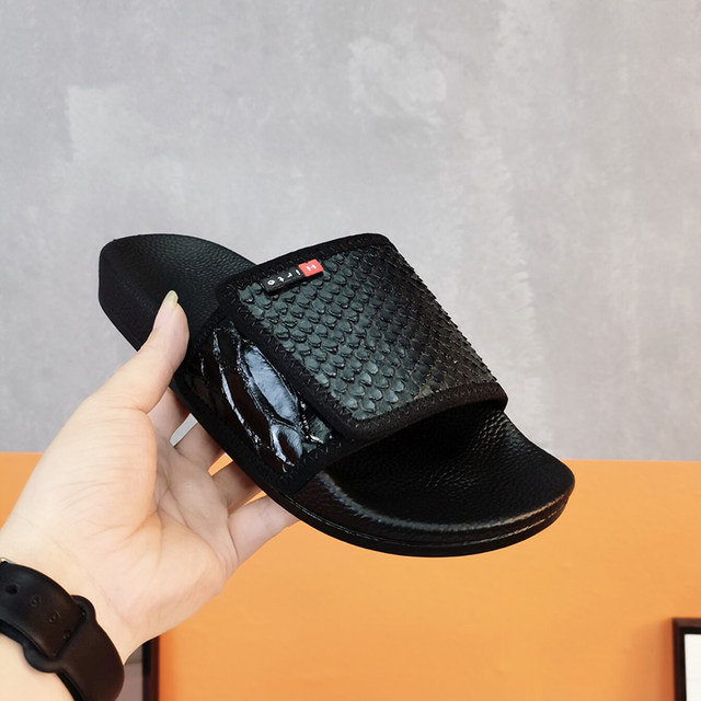 Fashion brand niche style men's slippers wear summer knife cutting ...