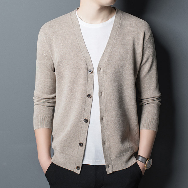 Spring and Autumn Cardigan Sweater Men's Trendy Korean Style Fatty ...