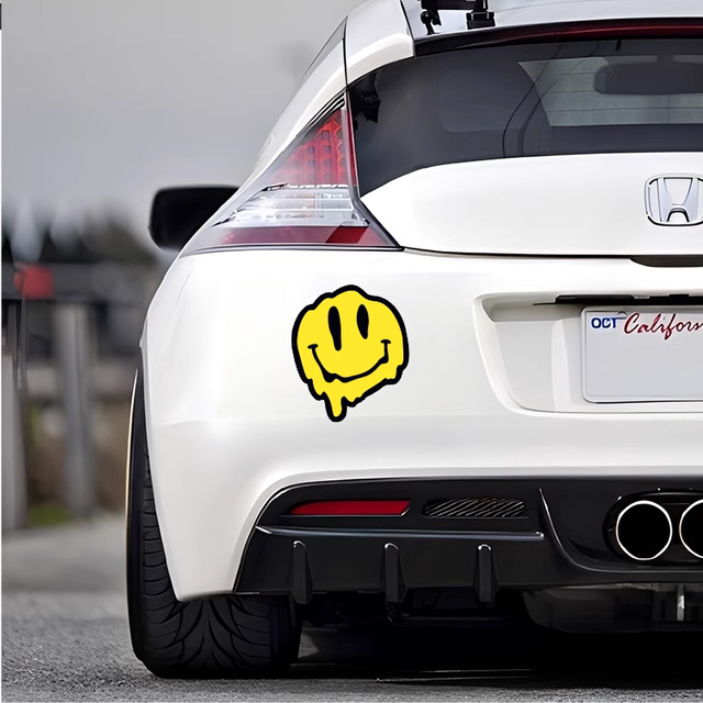 Car sticker melted smiley face personality Creative body cover scratch ...