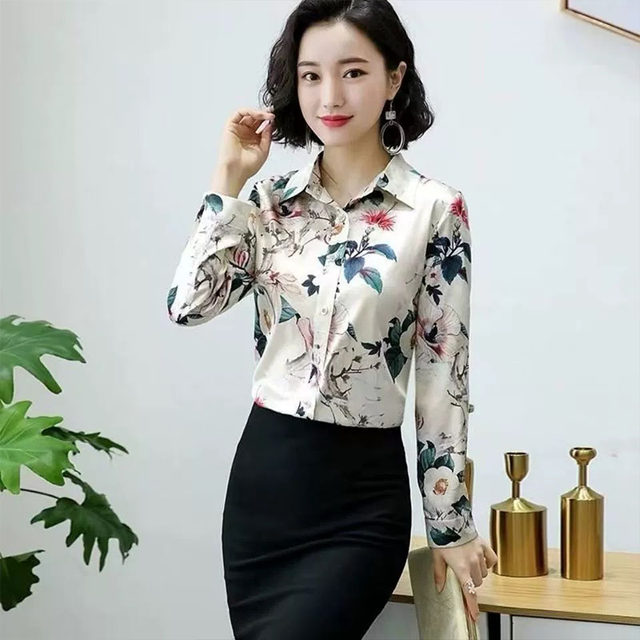 Printed white shirt, ladylike temperament, spring clothing, 2025 new ...