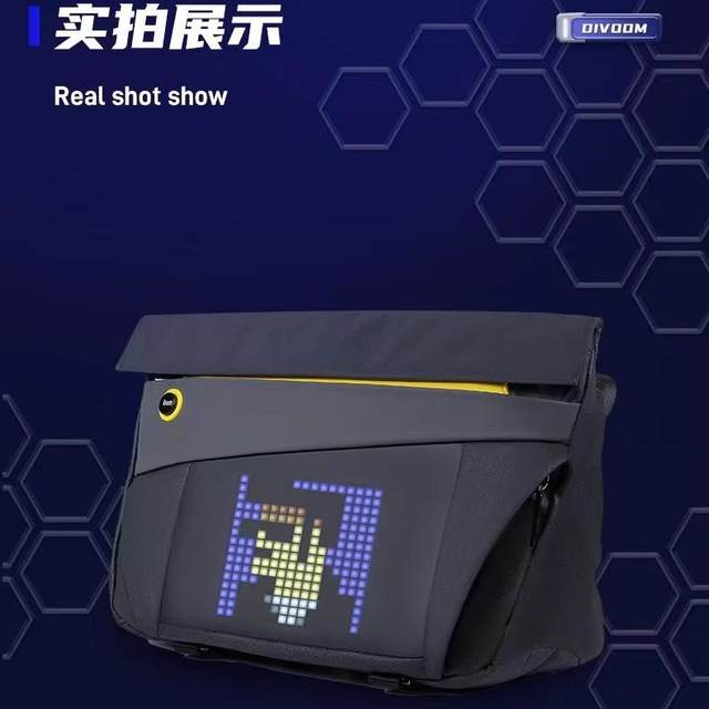 Divoom dot sound men's black riding shoulder bag LED multifunctional ...