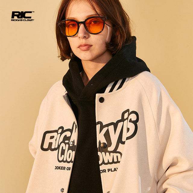 RickyisClownJOKE RiC clown ripped smiley suede baseball uniform jacket ...
