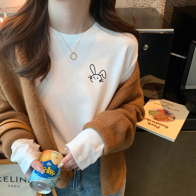 White inner pure cotton long-sleeved T-shirt top for women 2025 new ...