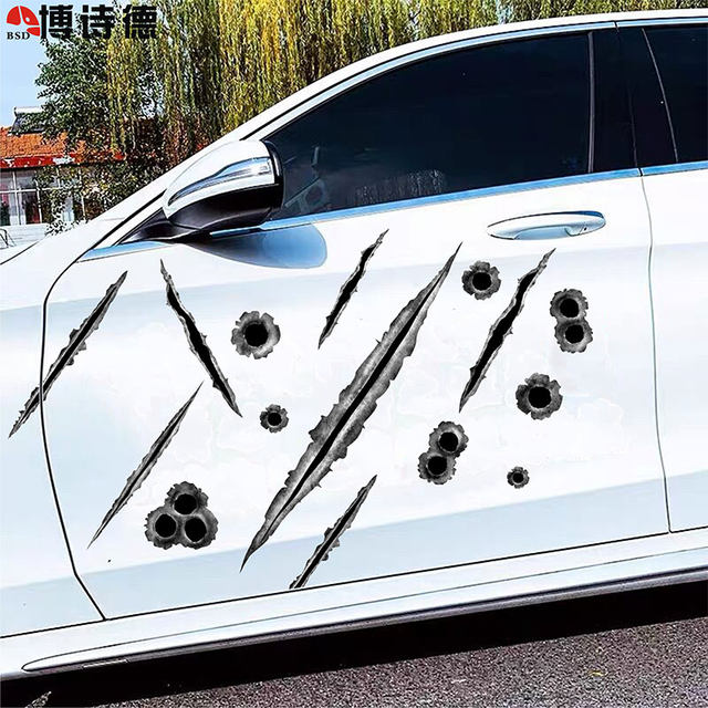 Car 3D three -dimensional bullet hole car scratch scratches cover body ...
