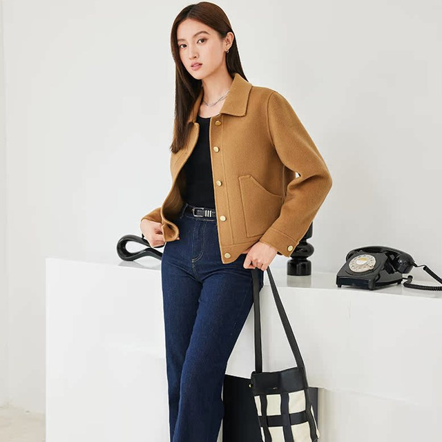 Pure wool double-sided coat for women short new thickened woolen jacket ...