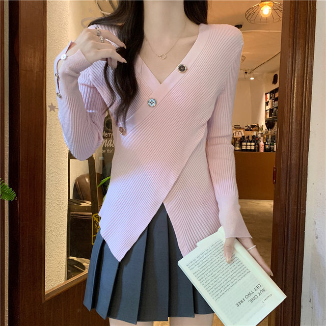 Spring, autumn and winter V -neck long sleeve bottoming sweater, design ...