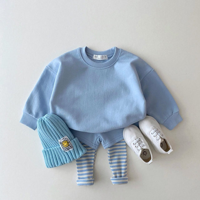 ins candy color sweatshirt pants two-piece set for boys and girls ...
