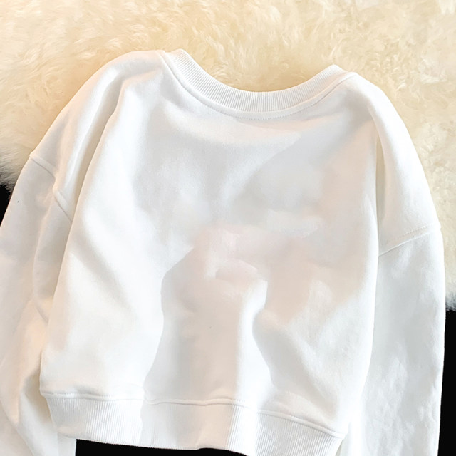 Pure cotton pure white short sweater female 2024 new spring and autumn ...