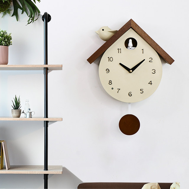 Duodian home creative solid wood cuckoo wall clock living room clock ...
