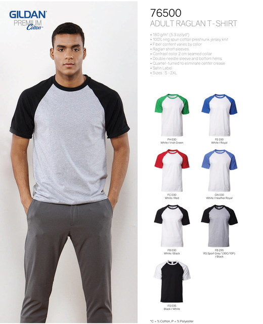 Gildan Gildan 76500 class uniform custom Hong Kong style raglan men and ...