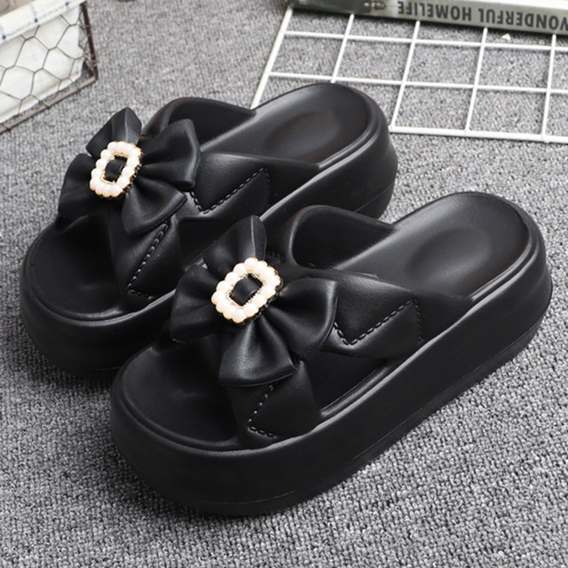 High-end slippers for women's summer high heels thick sole versatile ...