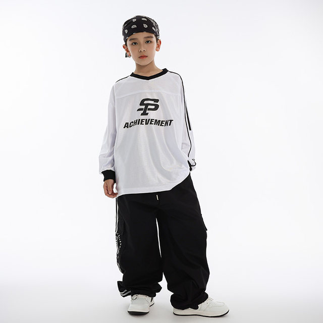 Hip -hop Children's Street Dance Clothing Set Male and Girls Retro Top ...