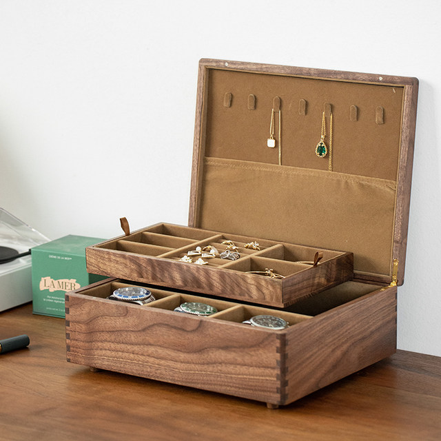 Black walnut wood jewelry box solid wood watch box high -end jewelry ...