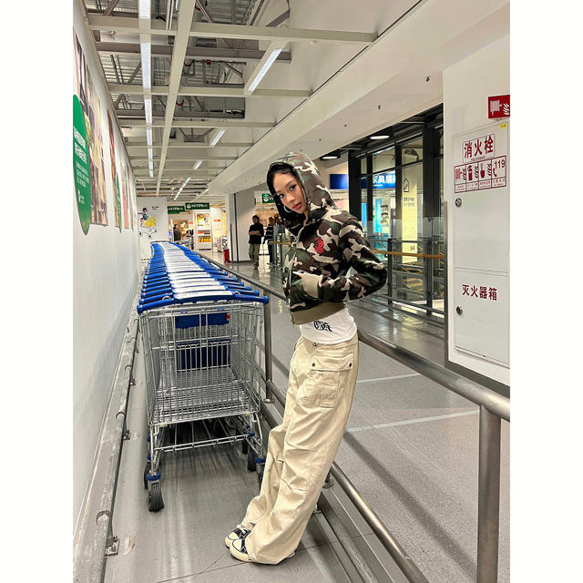 F383 2025 American retro lazy contrasting color camouflage cardigan ...