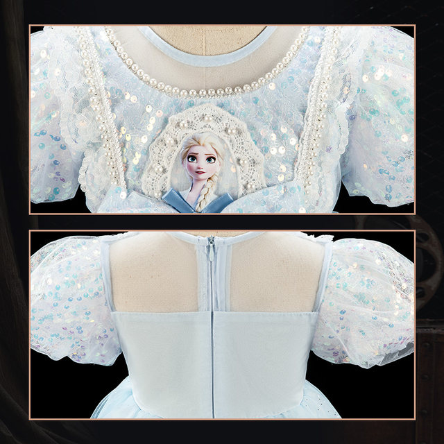 Hi!Fish Frozen Princess Dress Girls Summer Birthday Dress Disney Dress ...