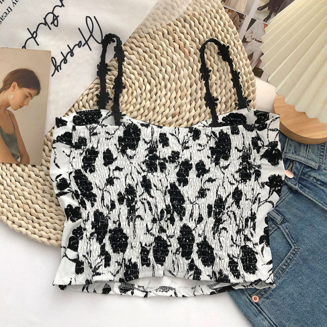 Spring and summer French floral adjustable small camisole for women to ...