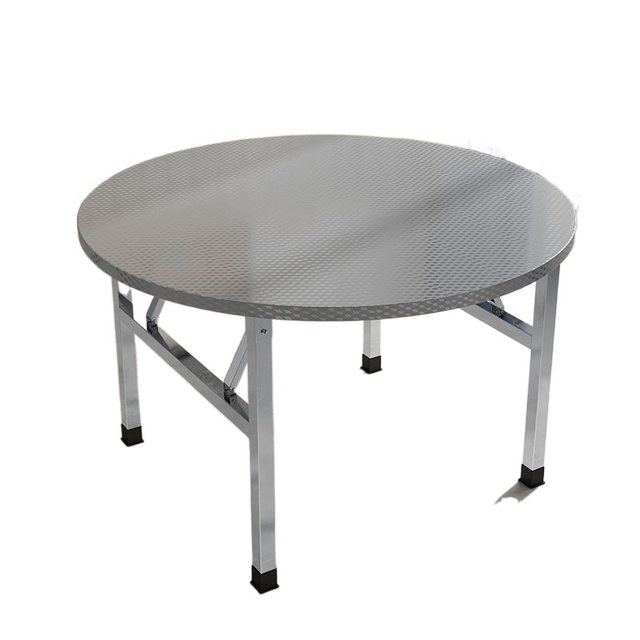 Thickened stainless steel folding round table outdoor barbecue banquet ...