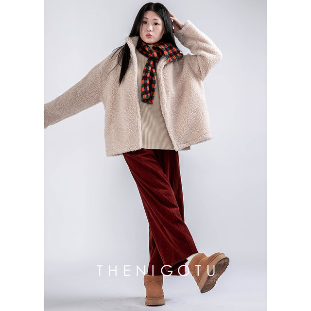 Dorothy 丨 Lazy Wind imitation lamb hair outer set female 2024 new loose ...