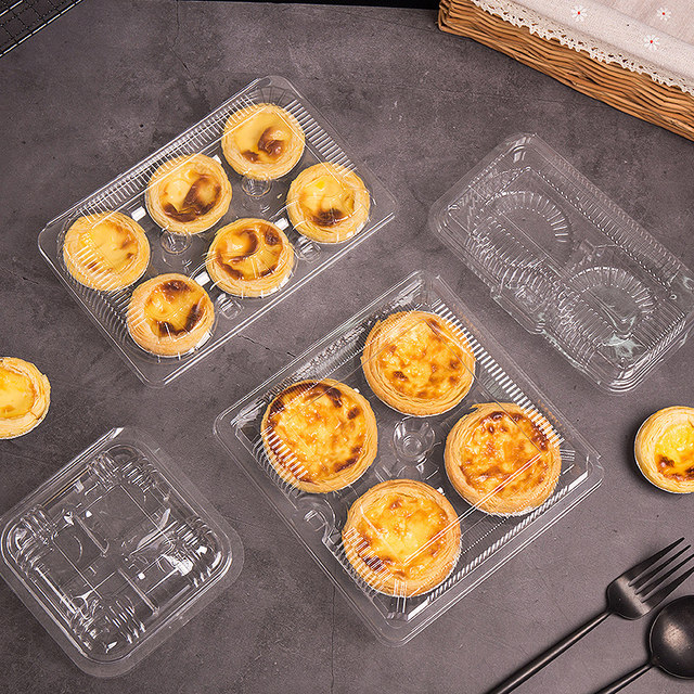 2/4/6 piece egg tart packaging box transparent 246 piece disposable ...
