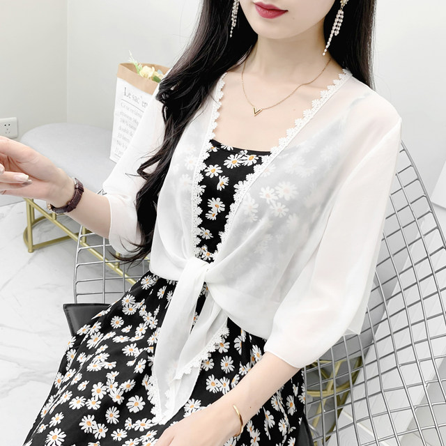 Chiffon sunscreen clothes for women short outer shawl women with ...