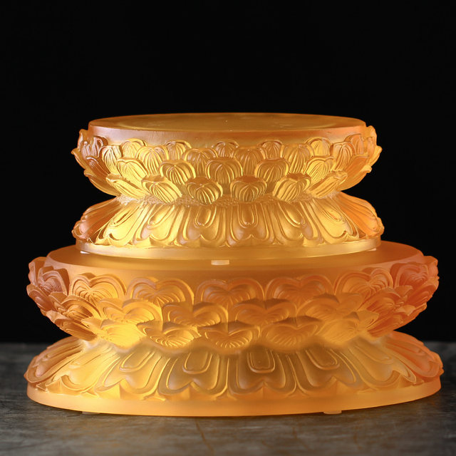 Oval luminous glass double-layer lotus base ornaments for home living ...