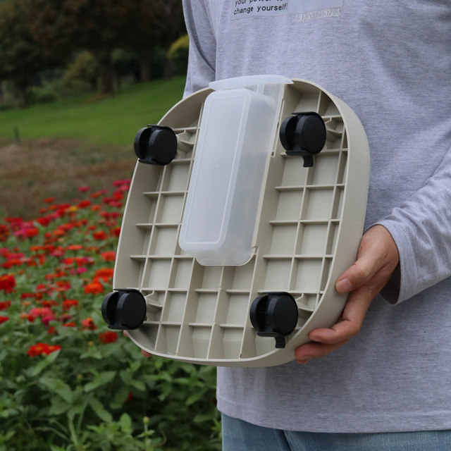 Hidden wheel mobile tray plastic vase with rollers round chassis for ...