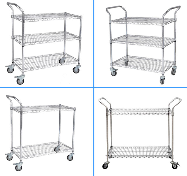 Thickened chrome plated shelf wheel wire net trolley adjustable anti ...