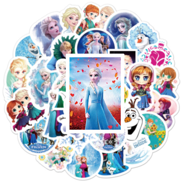 50 Frozen Princess Elsa Cartoon Stickers Notebook Water Cup Mobile ...