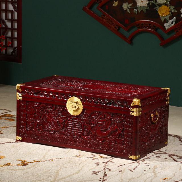 Camphor wood box wedding box antique carved insect-proof dowry box ...