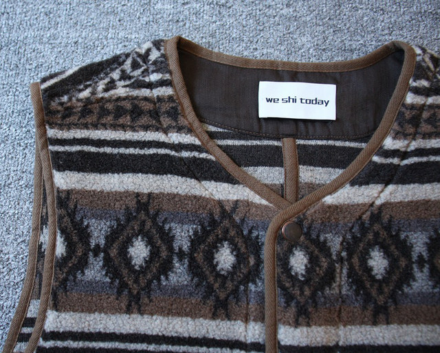 Lover Rend-Shuang Ah Men's Clothing Retro Fleece Jacquard Vest we shi ...