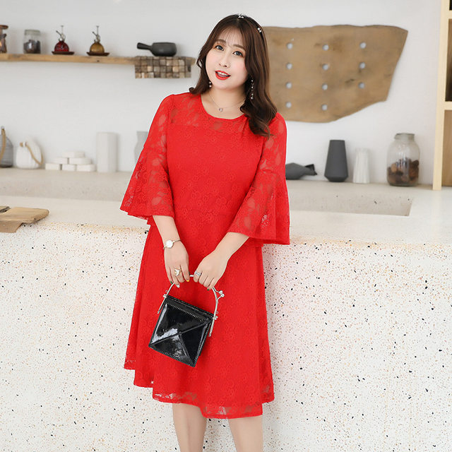 240jin [Jin is equal to 0.5 kg] Extra -size women's lace dress 200 fat ...