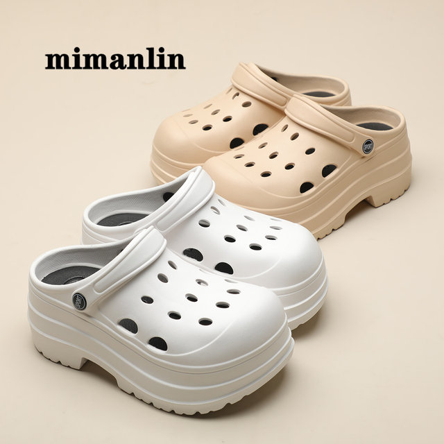 Thick-soled Croc Shoes Women's 2024 New Summer Outerwear Non-slip ...