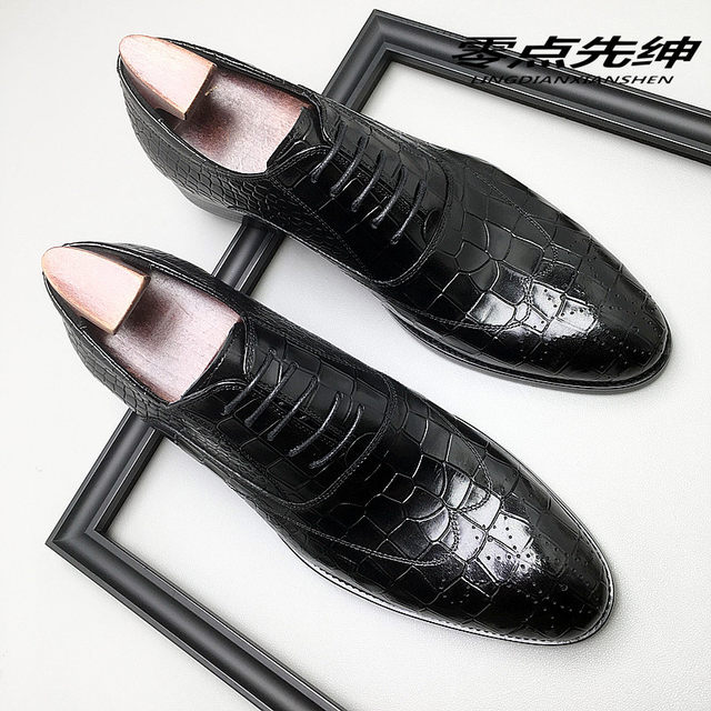 New Brock carved business format leather shoes male leather crocodile ...