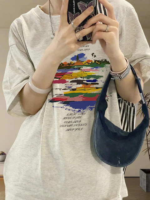 American high street summer pure cotton short-sleeved T-shirt for women ...