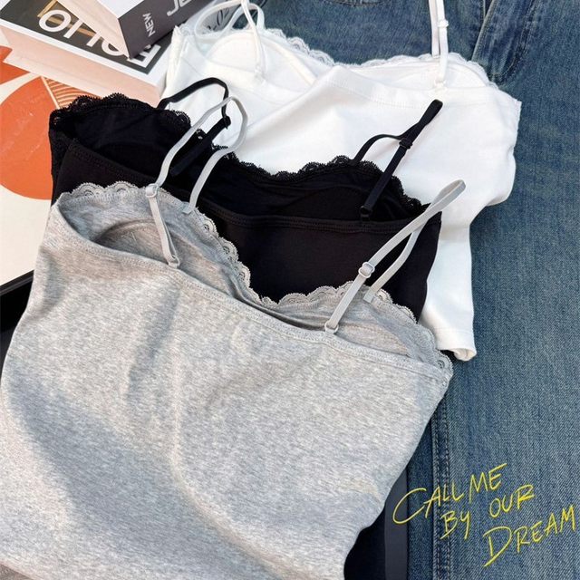 One-length strapless lace-edged beautiful back strap vest with chest ...