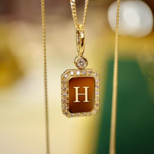 Gold 18k gold diamond letter pendant for women European and American ...