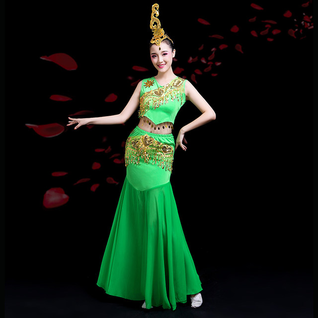 Dai dance performance costume new Yunnan ethnic minority fishtail skirt art exam adult peacock ...