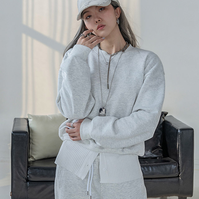 MOONA Snowflake Gray Sweatshirt for Women in Autumn and Winter 2025 New Pure Cotton Loose ...