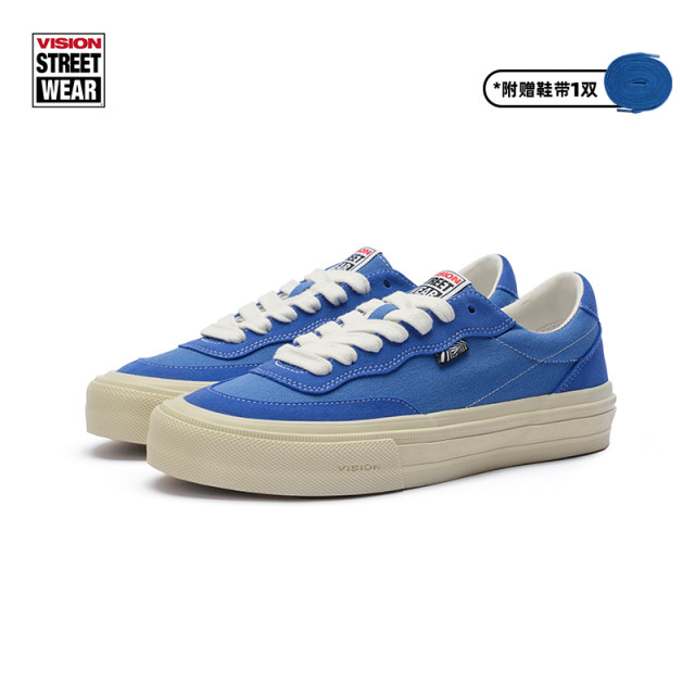 VISION official FLAT TOP Klein blue low-cut suede canvas shoes for men ...
