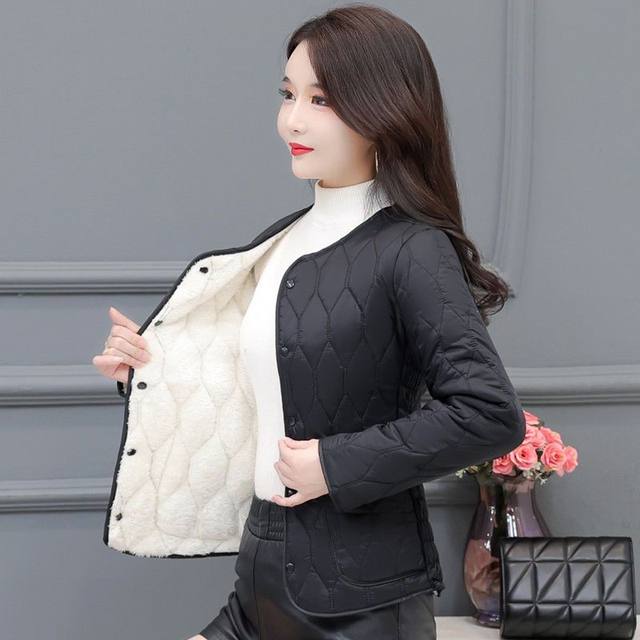 The new autumn and winter ladies slim -fitting light jacket plus velvet ...