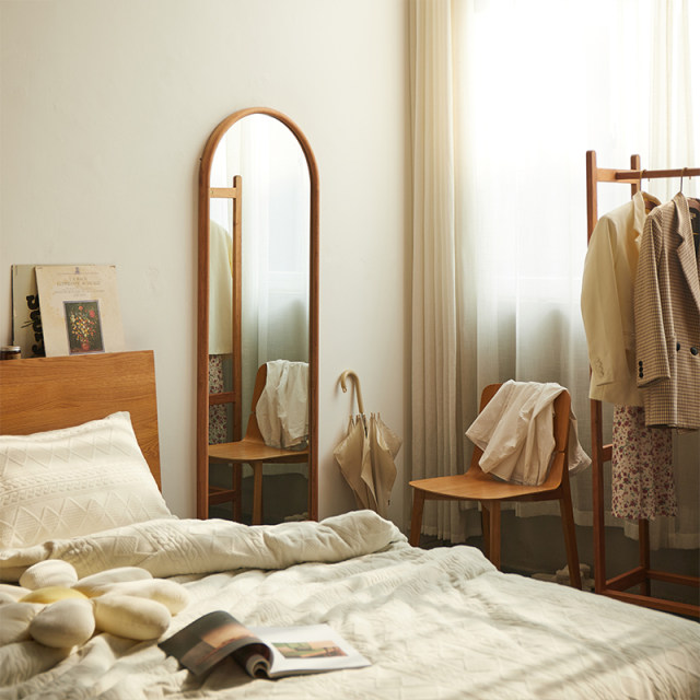 Nordic Simple solid wood frame full -body mirror light luxury home ...