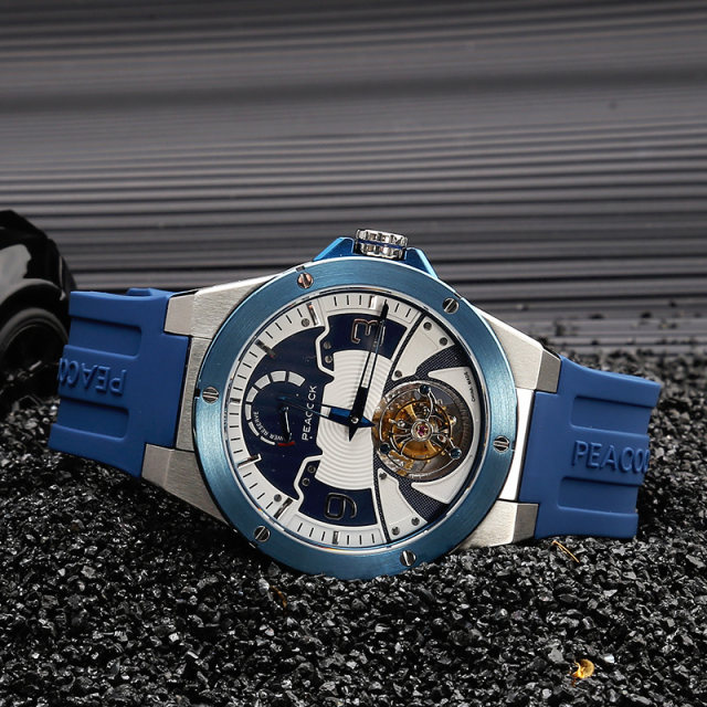 Peacock watch Voyager tourbillon movement watch automatic mechanical ...