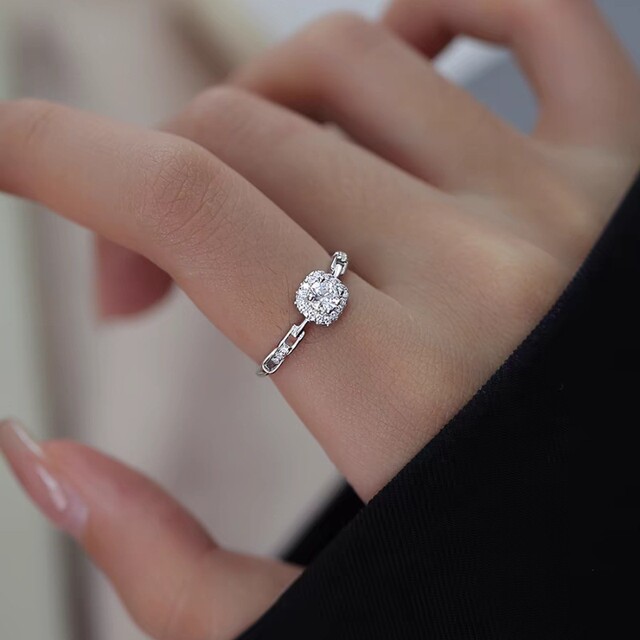 Simulated diamond ring for women, ins design, high-end, light luxury ...