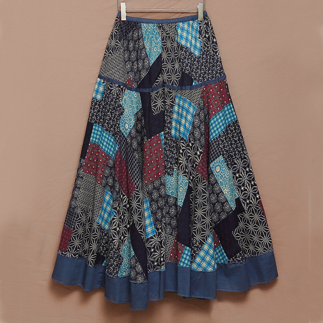 Boxer skirt female cotton and linen print skirt national style retro ...