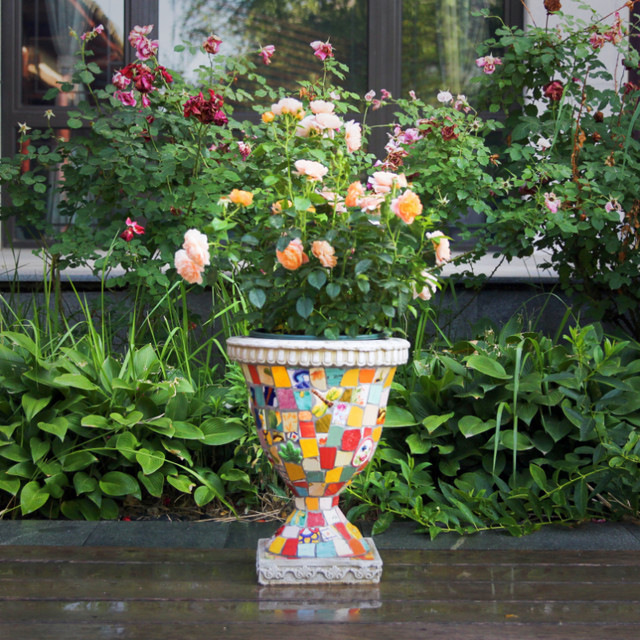 Rose Town Hand -painted Color Porcelain Mosaic Pot High -end Garden ...